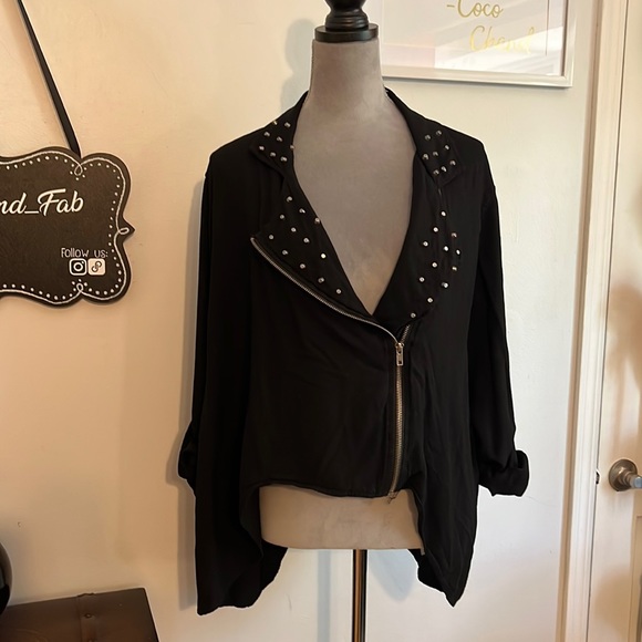 torr | Jackets & Coats | Torrid Plus Size Black Challis Studded ...